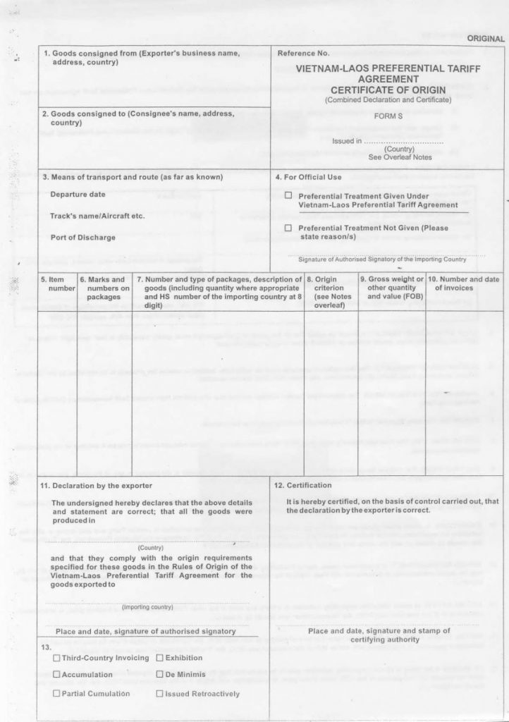 Các mẫu form CO ưu đãi - Cổng thông tin và tư vấn xuất nhập khẩu